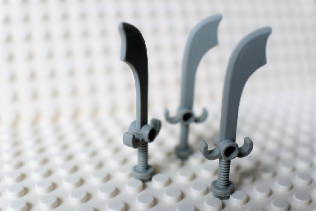 Set of Three Scimitar Swords Light Gray Genuine LEGO® - Etsy