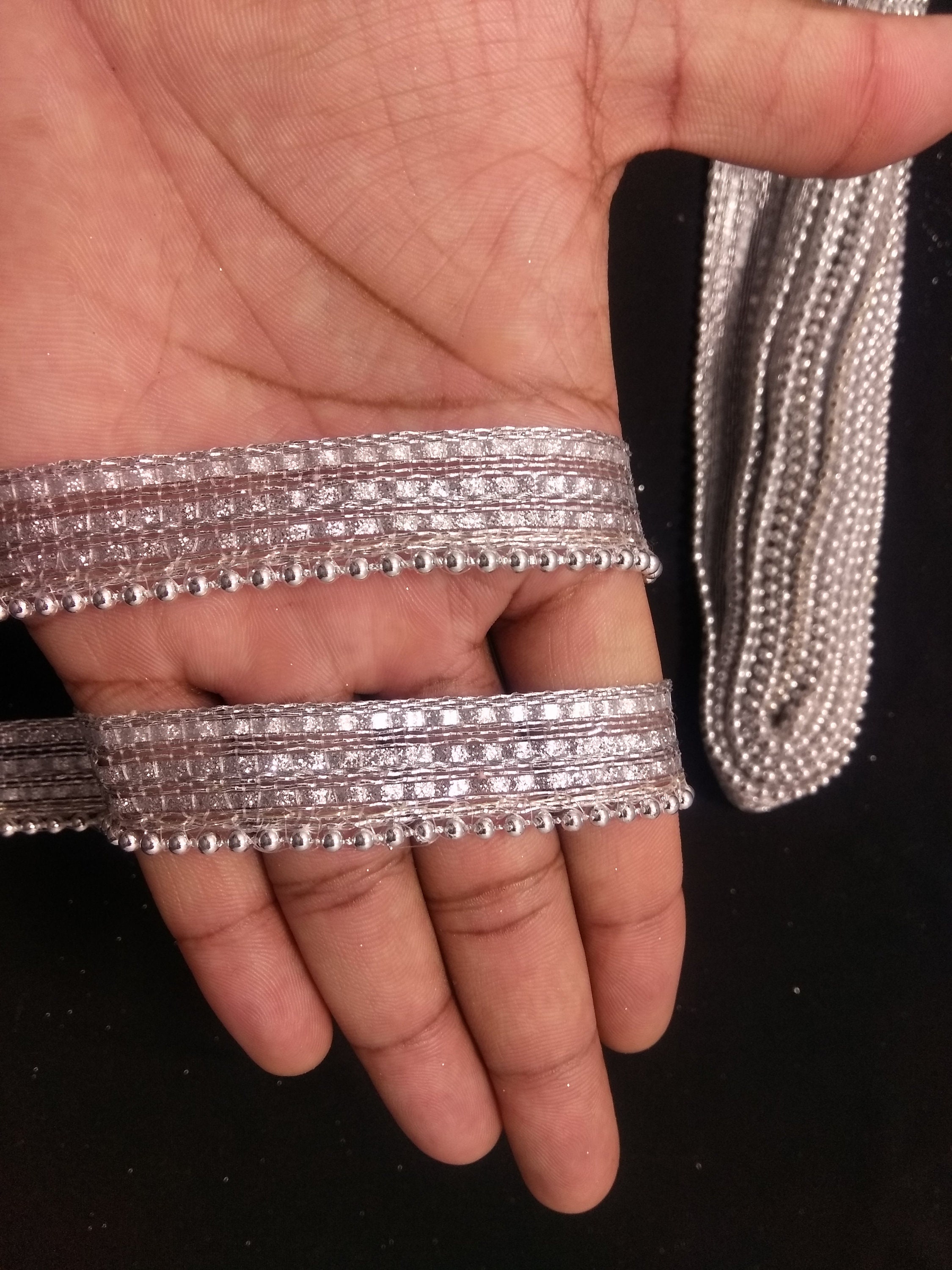 8 Yards Indian Metallic Silver Beaded Fringe Lace Trim Beaded - Etsy
