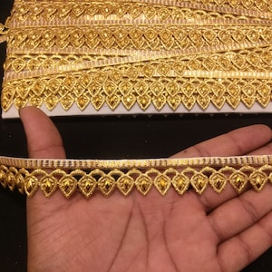 Gold Beaded Floral Fringe Lace Trim: Indian Embellishment Border - Etsy