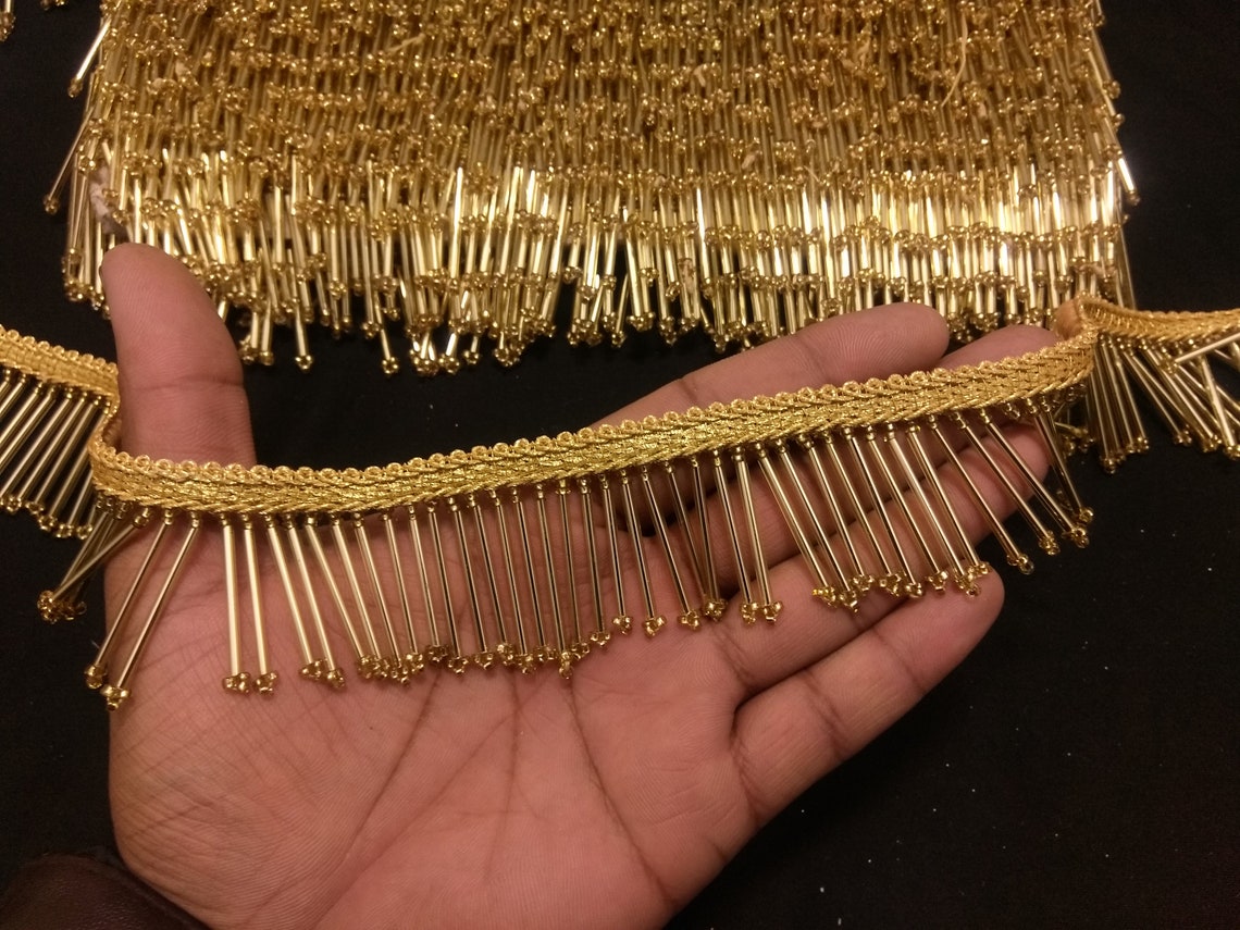Gold Beaded Trim Indian Lace Trim Beaded Lace Gold Beaded | Etsy