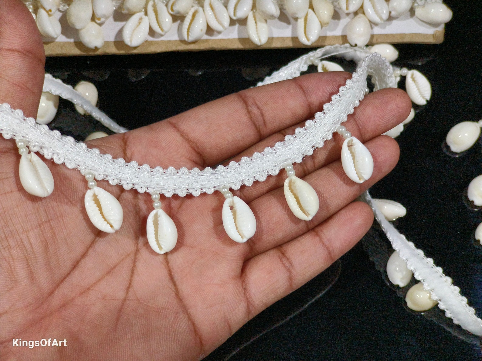 Seashell Tassel Lace Trim: Handwoven White Shell Border - Etsy