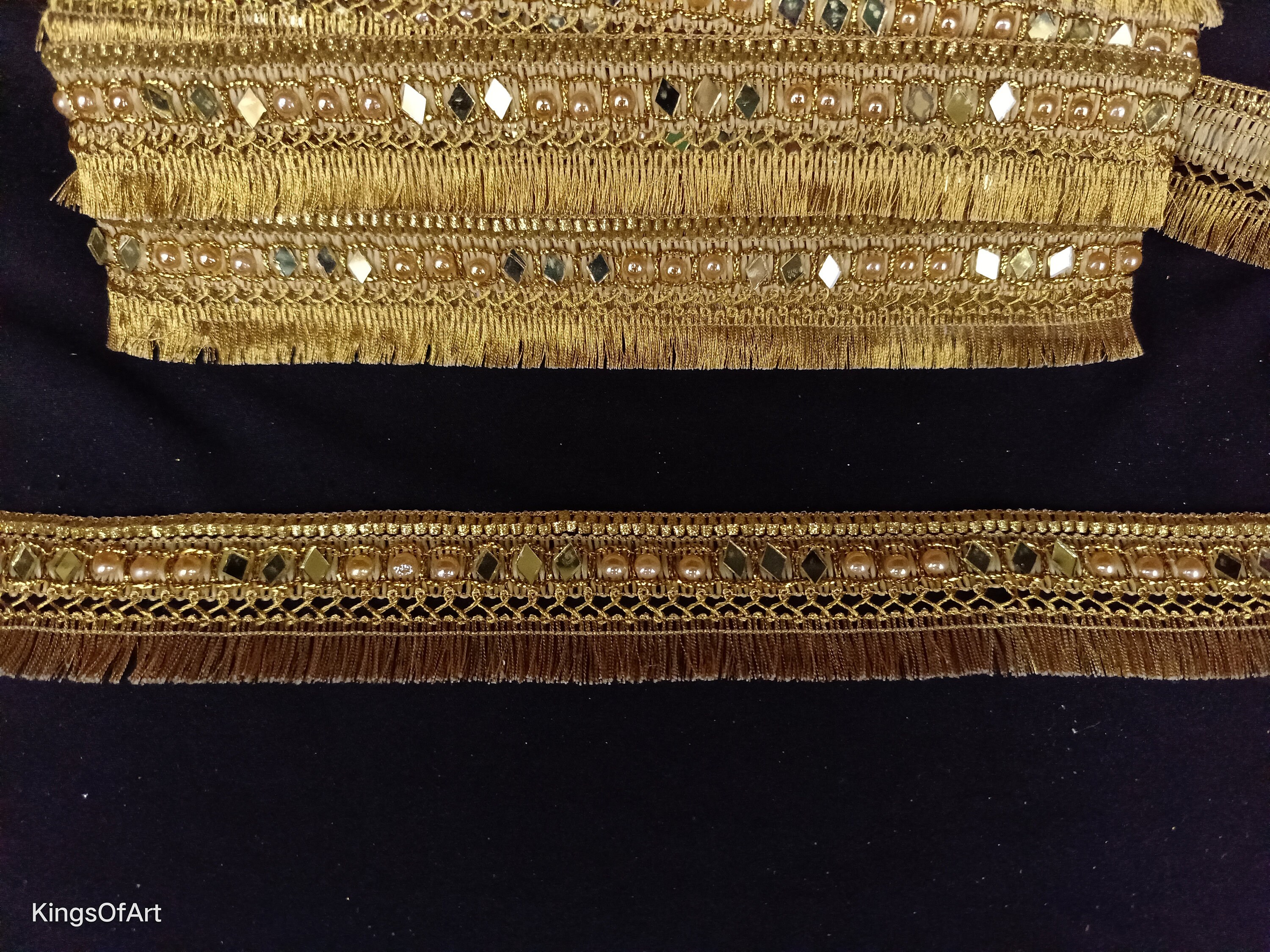 Indian Metallic Gold Glass Work Beaded Indian Hand Work | Etsy