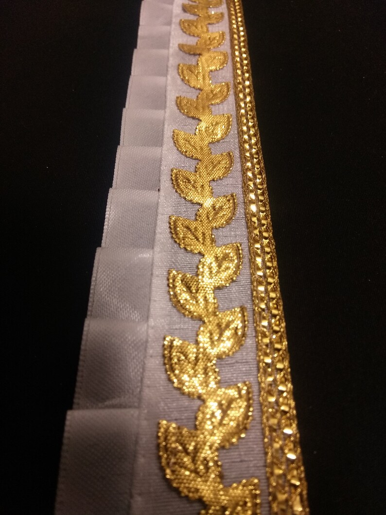 Indian White Fabric Fringe Gold Floral Ribbon Lace Trim for - Etsy