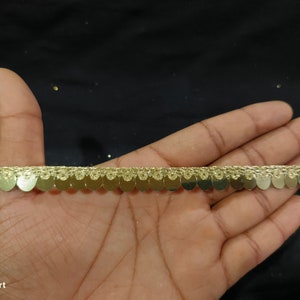 Indian Metallic Beige Sequin Indian Lace Trim With Embellishment Border ...