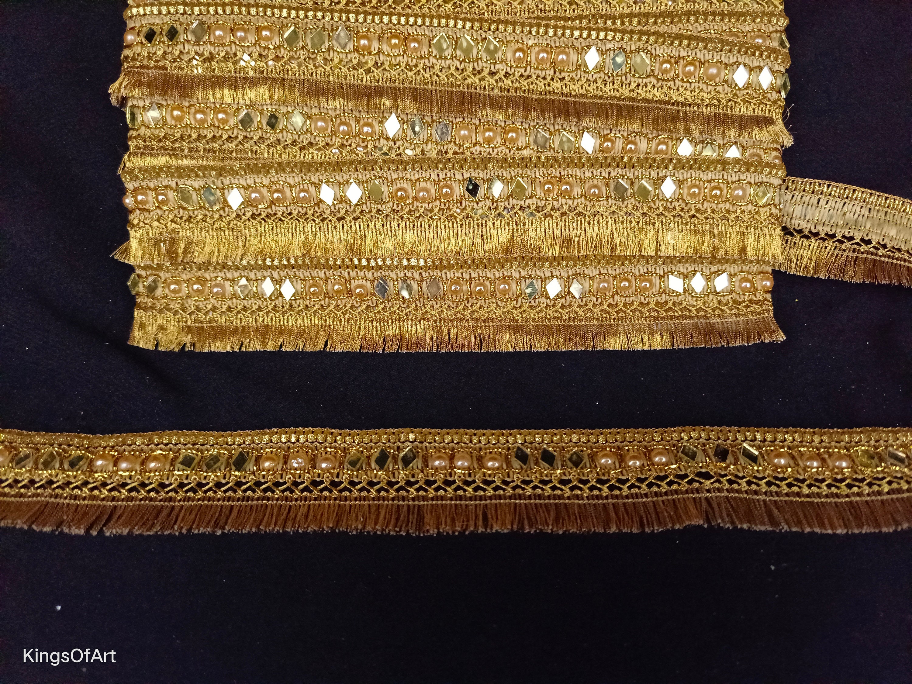 Indian Metallic Gold Glass Work Beaded Indian Hand Work | Etsy