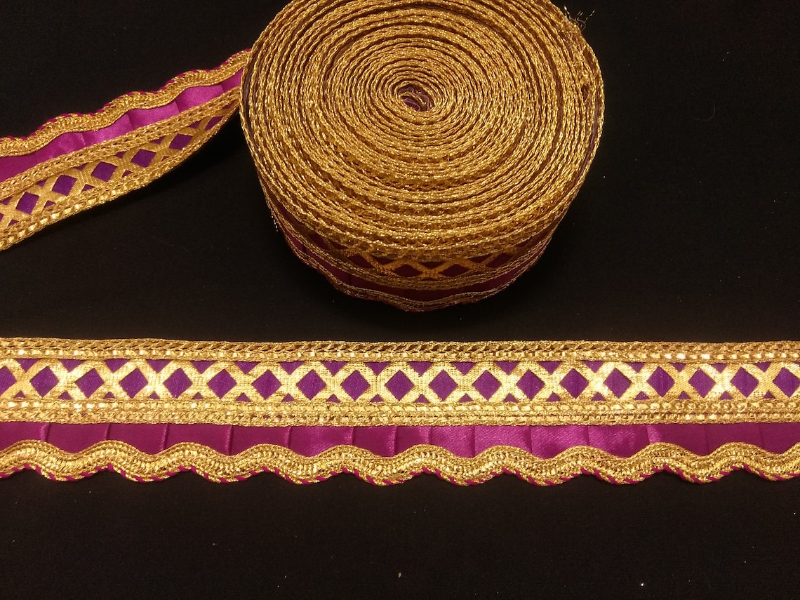 Purple and Gold Fabric Fringe Border: Indian Ribbon Lace Trim - Etsy