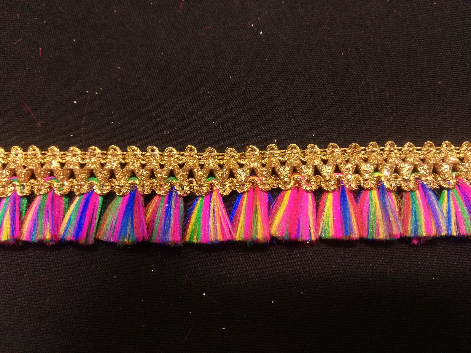Indian Metallic Gold With Multi Colors Tassels Fringe Lace - Etsy