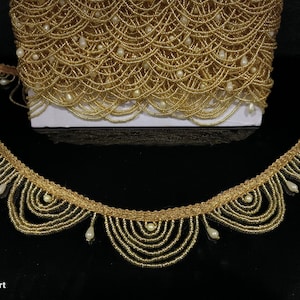 Gold Beaded Tassel Lace Trim: Indian Embellishment Border - Etsy