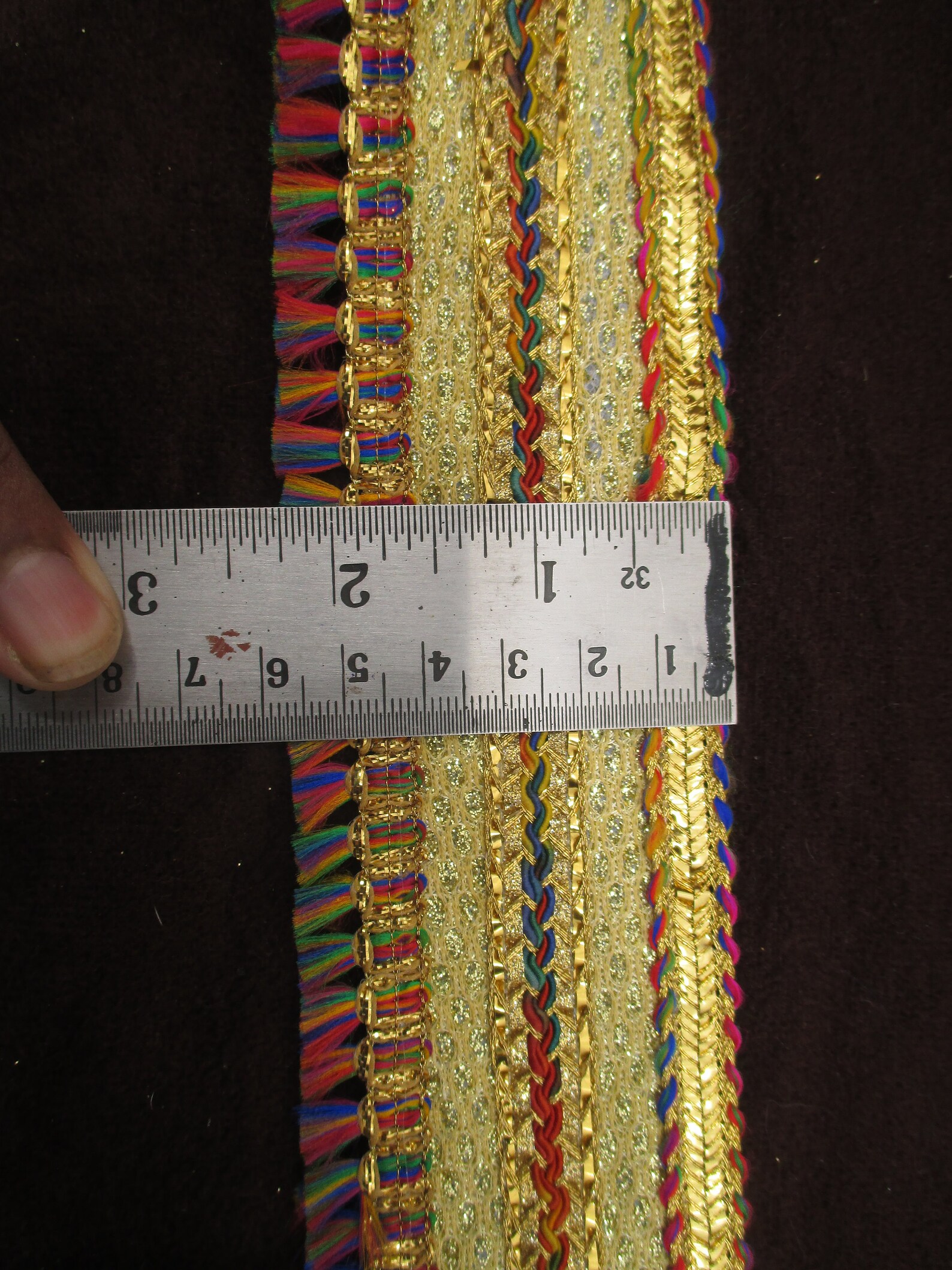 Indian Metallic Gold and With Multi Color Tassel Fringe Border | Etsy