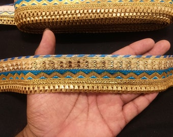 Indian Metallic Gold and Yellow Hand Work Sequin Lace Trim | Etsy