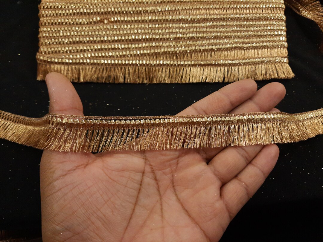 Metallic Copper Brush Fringe Lace Trim: Indian Handwork Embellishment ...