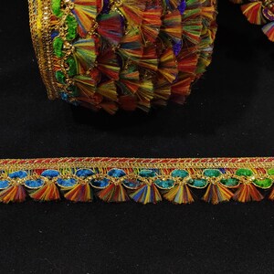 Metallic Gold Tassel Fringe Lace Trim: Multi-color Embellishment Border ...