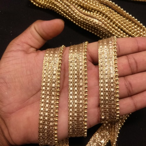Indian Metallic Gold Plain Jacquard Ribbon Lace Trim With - Etsy