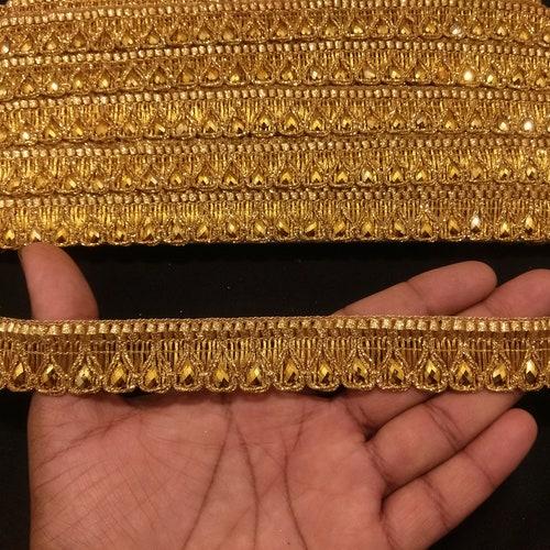 Indian Red and Gold Fabric Fringe Border Ribbon Lace Trim for - Etsy