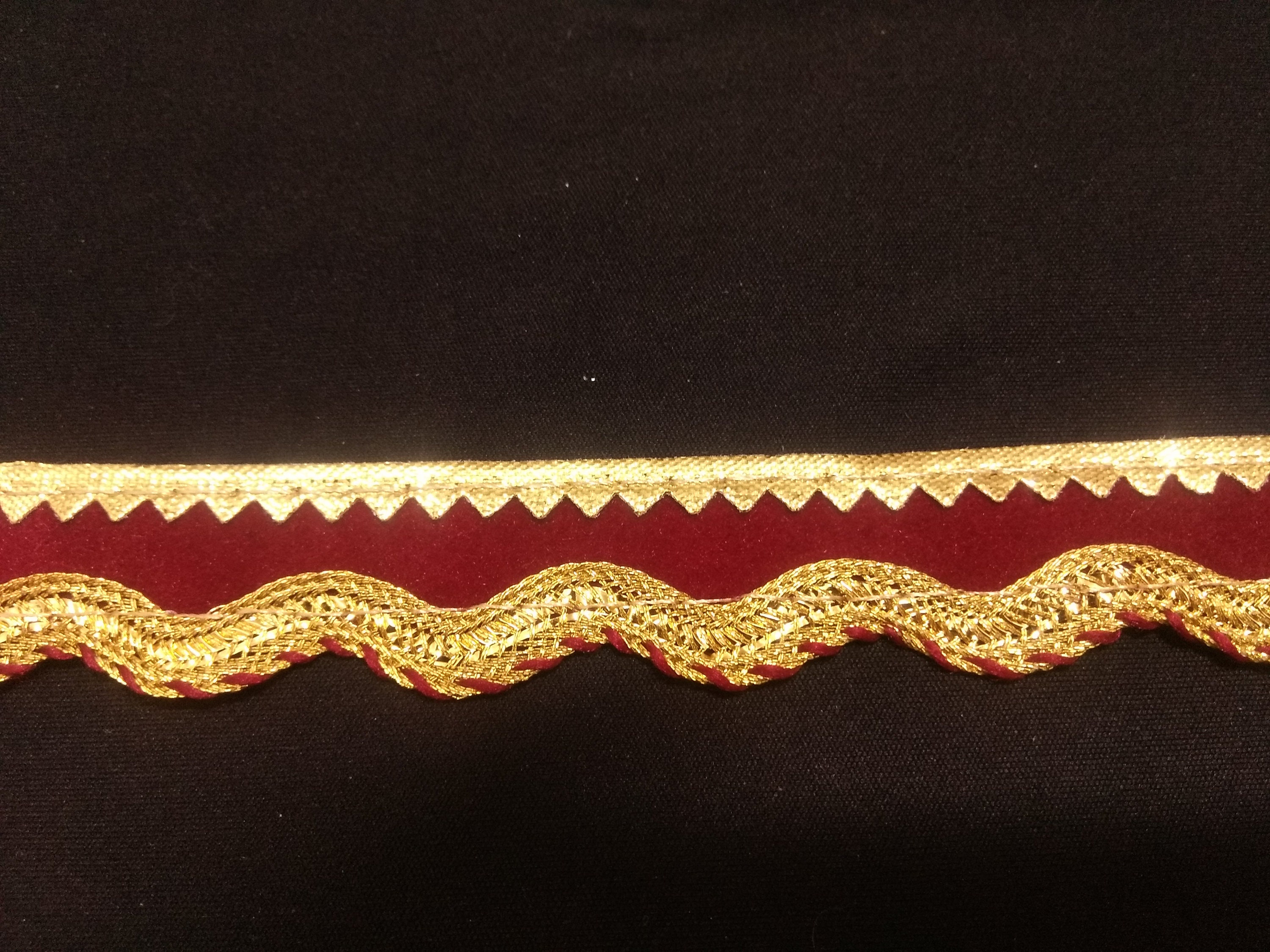 Indian Gold and Red Scallops Fringe Ribbon Lace Trim for | Etsy