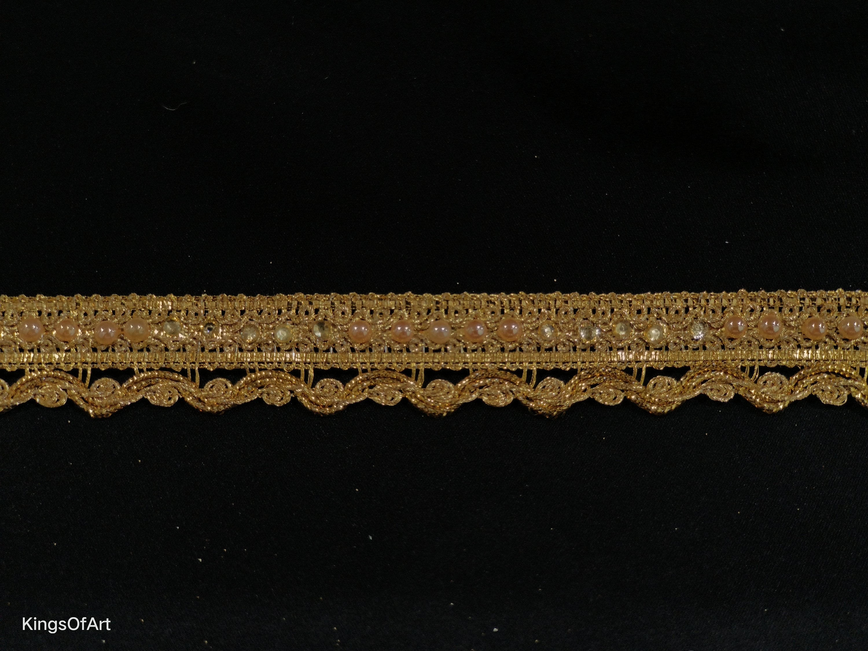 Indian Gold Beaded Floral Fringe Lace Trim for Decoration of - Etsy