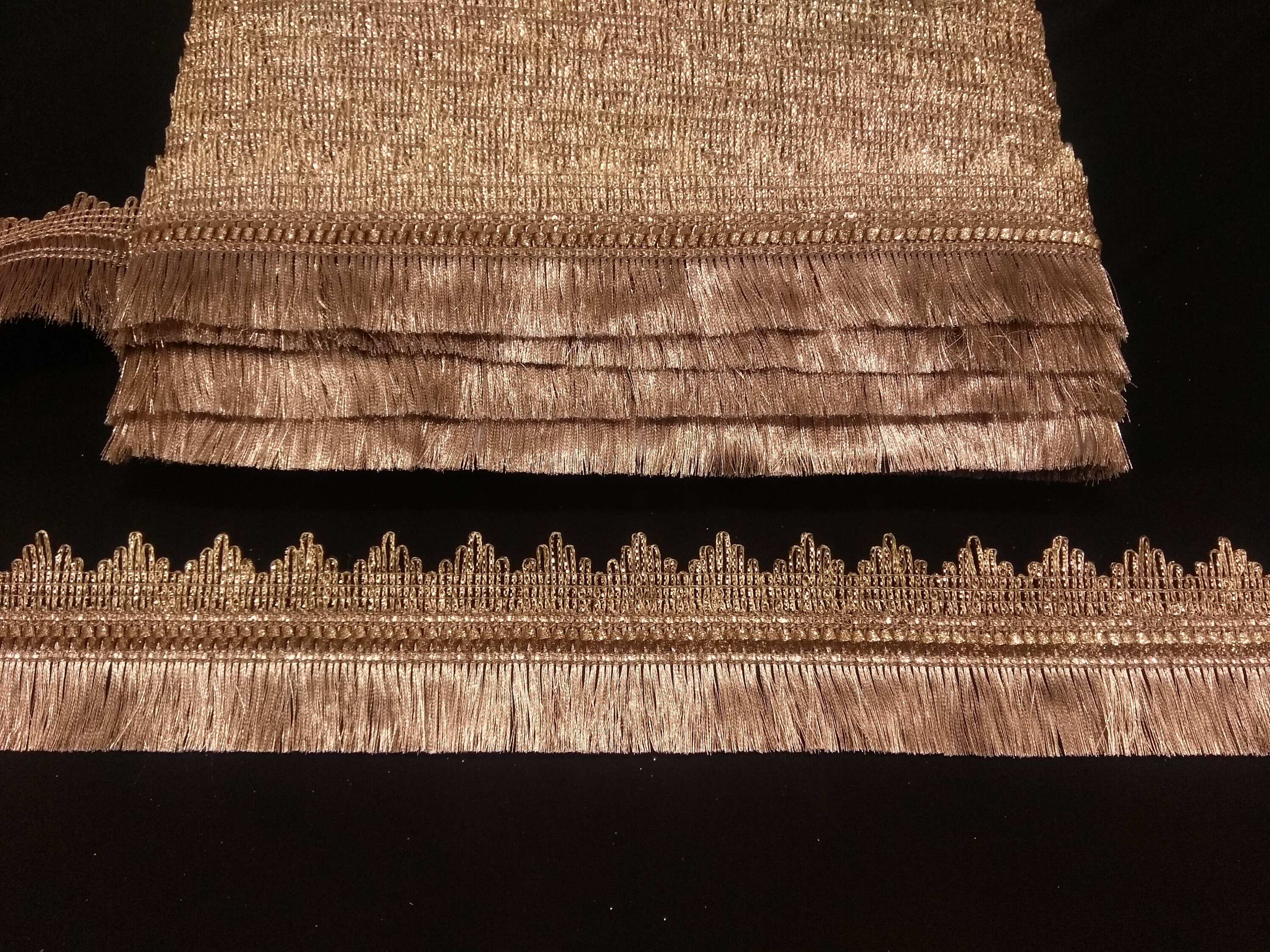 Indian Metallic Rose Gold Indian Hand Work Brush Fringe Lace | Etsy