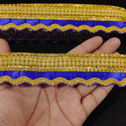 Indian Red and Gold Fabric Fringe Border Ribbon Lace Trim for - Etsy