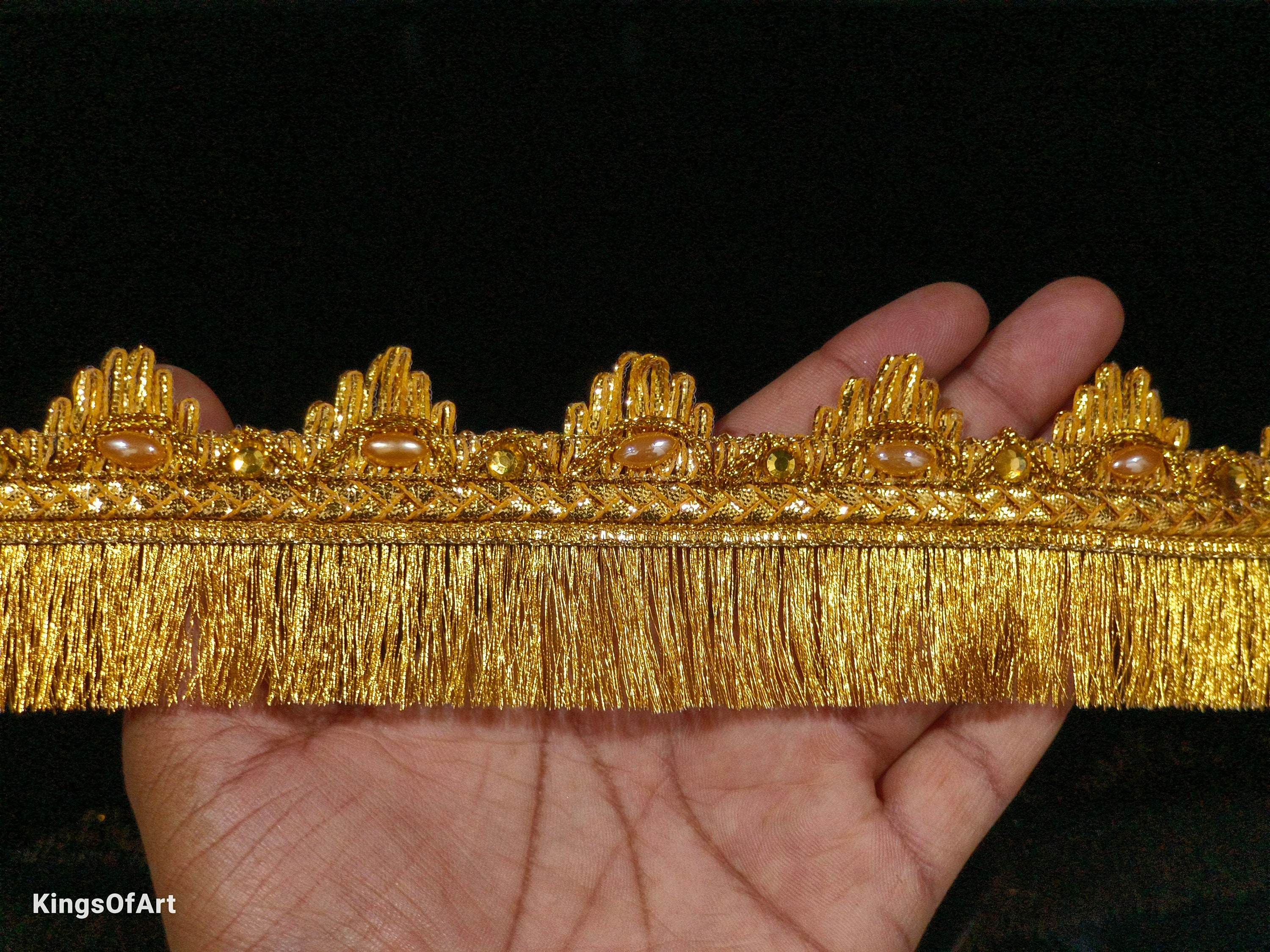 Indian Metallic Gold Indian Hand Work Brush Fringe Lace Trim - Etsy