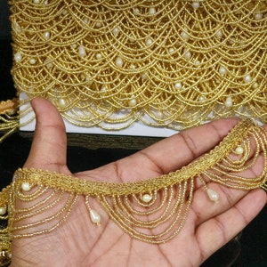 Gold Beaded Tassel Lace Trim: Indian Embellishment Border - Etsy