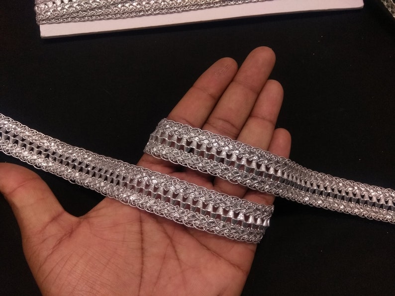 Indian Metallic Silver Ribbon Lace Trim for Decoration of - Etsy