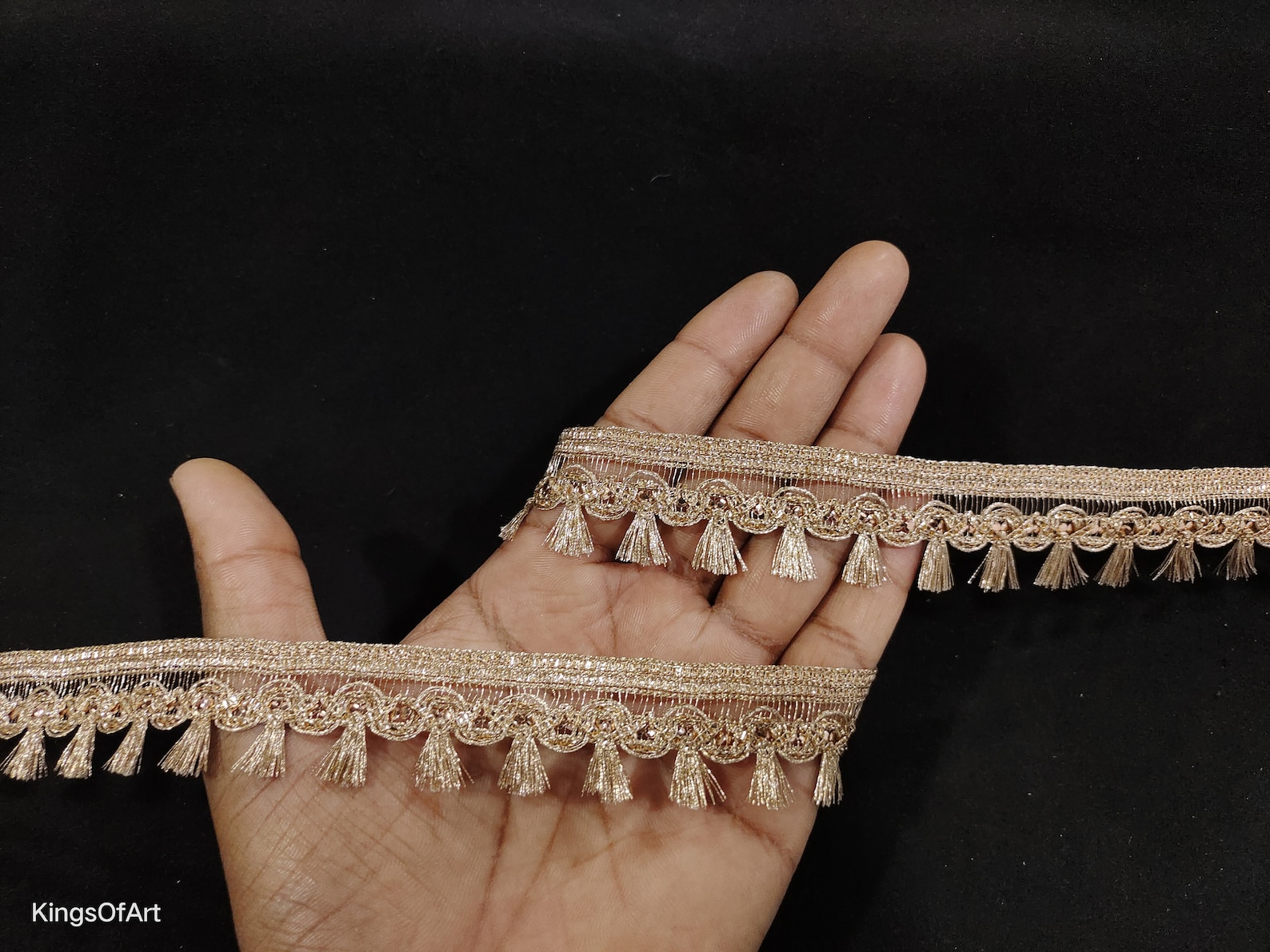 Rose Gold Brush Fringe Lace Trim: Indian Embellished Border - Etsy