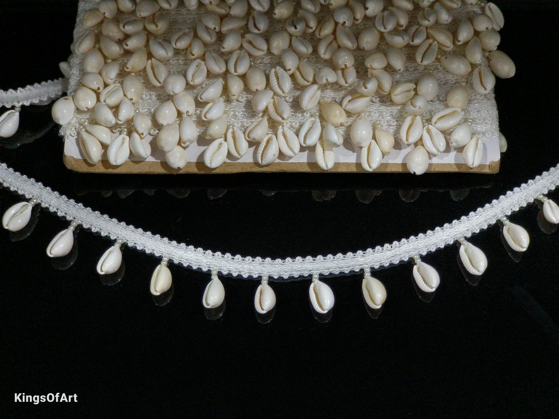 Seashell Tassel Lace Trim: Handwoven White Shell Border - Etsy