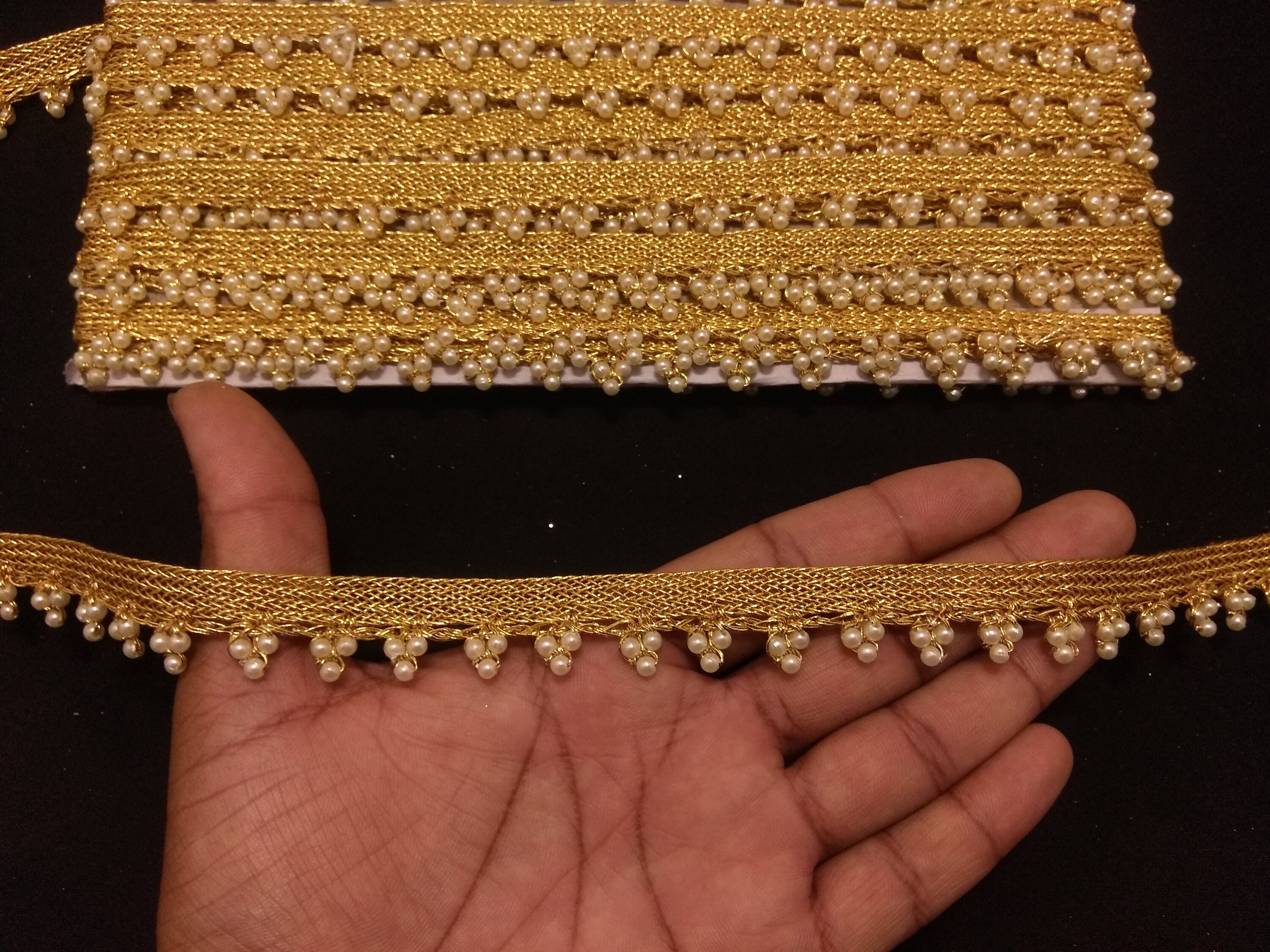 Gold Beaded Tassel Trim: Indian Lace Border - Etsy