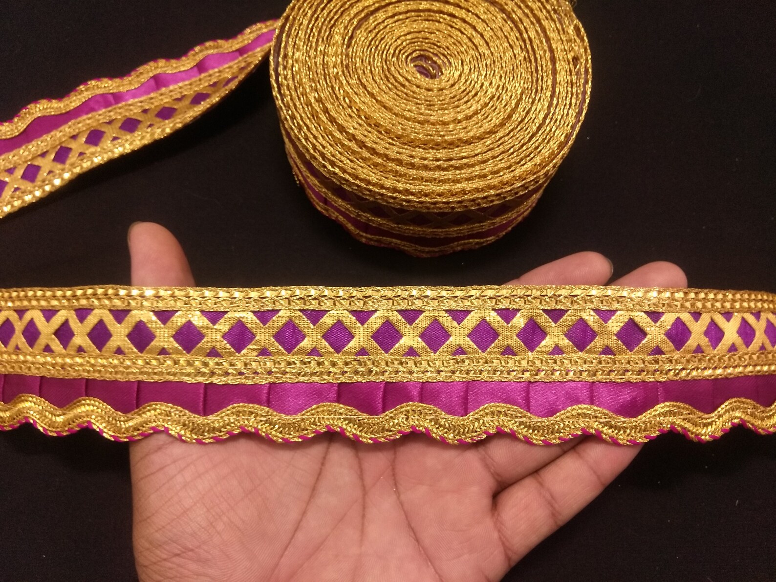 Purple and Gold Fabric Fringe Border: Indian Ribbon Lace Trim - Etsy