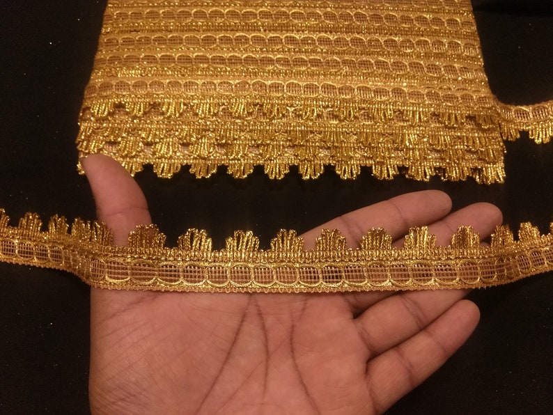 Indian Metallic Gold Indian Hand Work Fringe Lace Trim With - Etsy