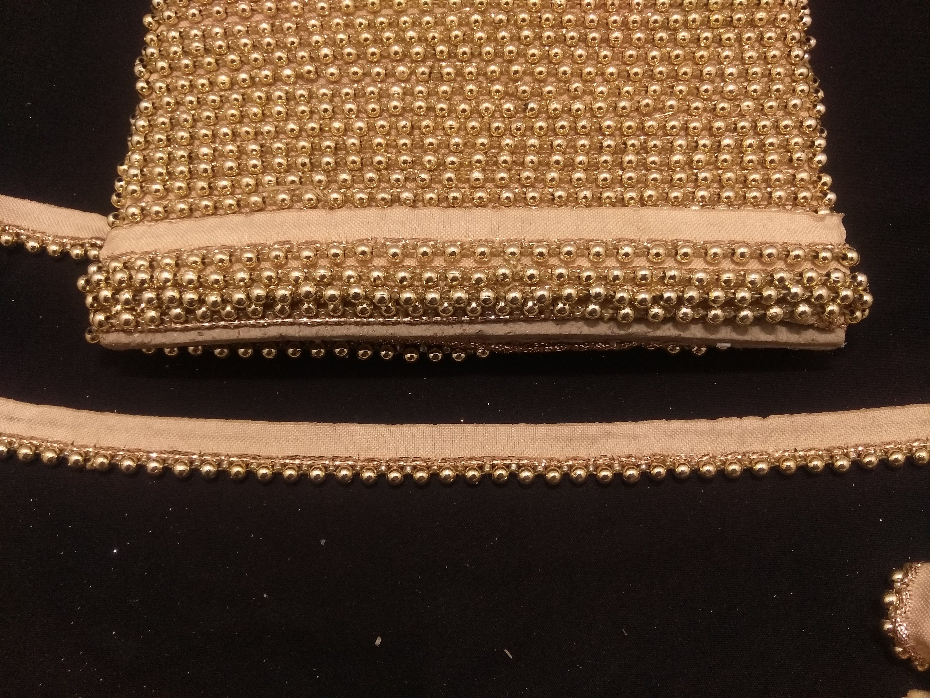 Gold Beaded Lace Indian Beaded Trim Trim Border Lace - Etsy