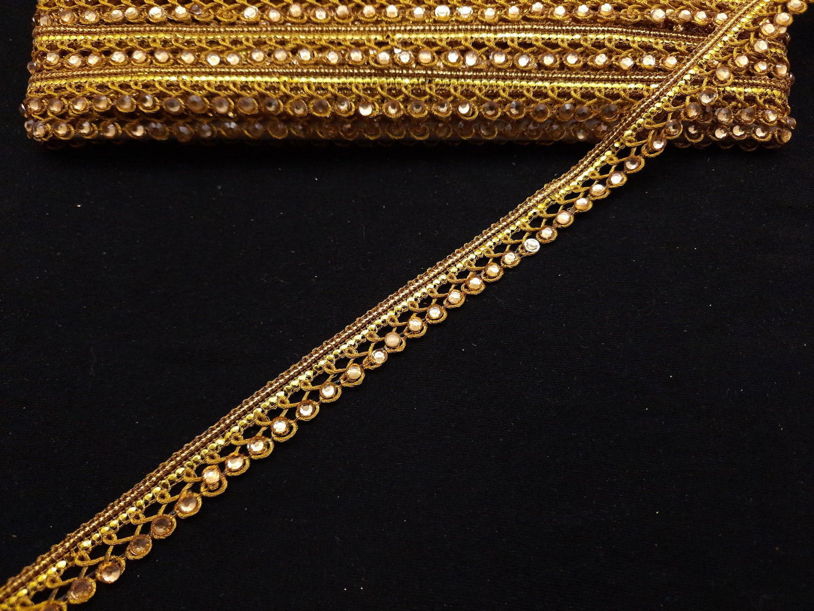 Indian Gold Beaded Floral Fringe Lace Trim for Decoration of | Etsy