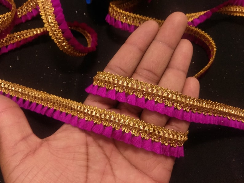 Indian Gold and Purple Indian Hand Work Tassels Fringe Lace - Etsy