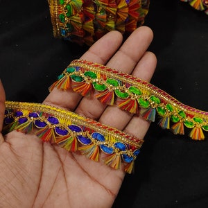 Metallic Gold Tassel Fringe Lace Trim: Multi-color Embellishment Border ...