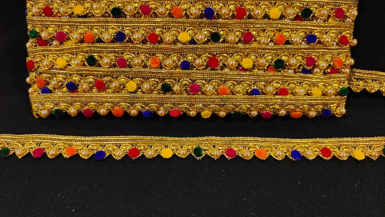 Indian Multi Color Beaded Fringe Ribbon Lace Trim With - Etsy