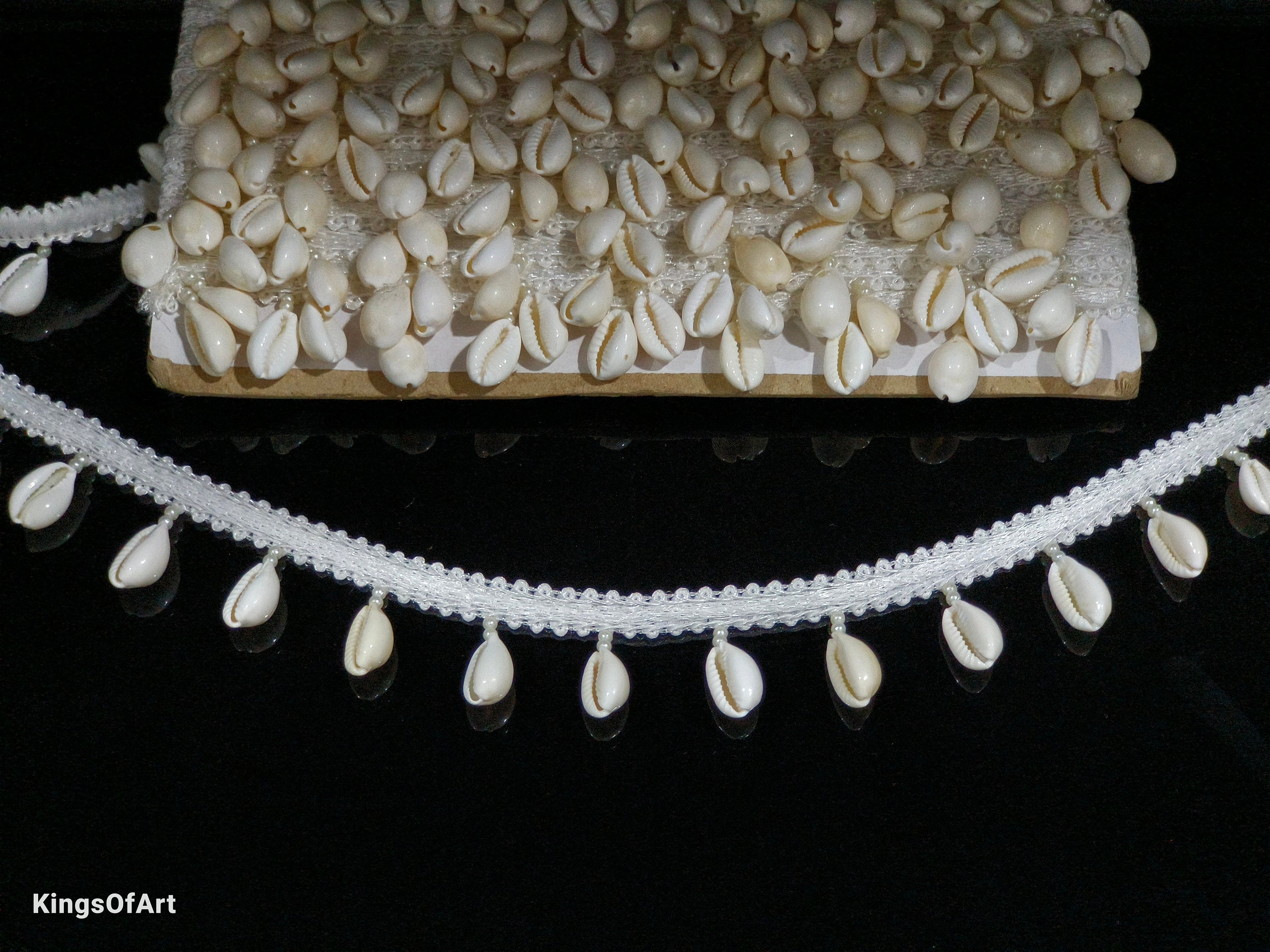 Seashell Tassel Lace Trim: Handwoven White Shell Border - Etsy