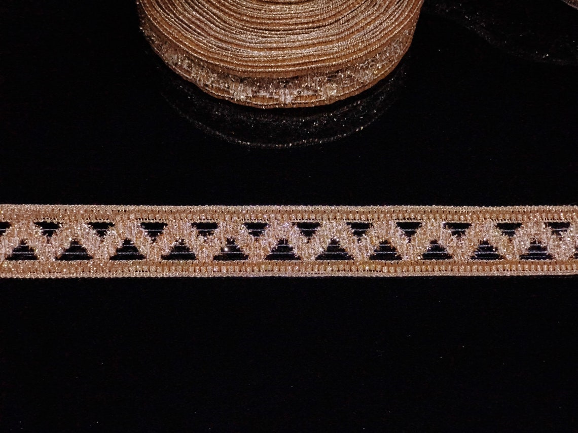 Metallic Rose Gold Embroidered Lace Trim: Indian Embellishment Border ...