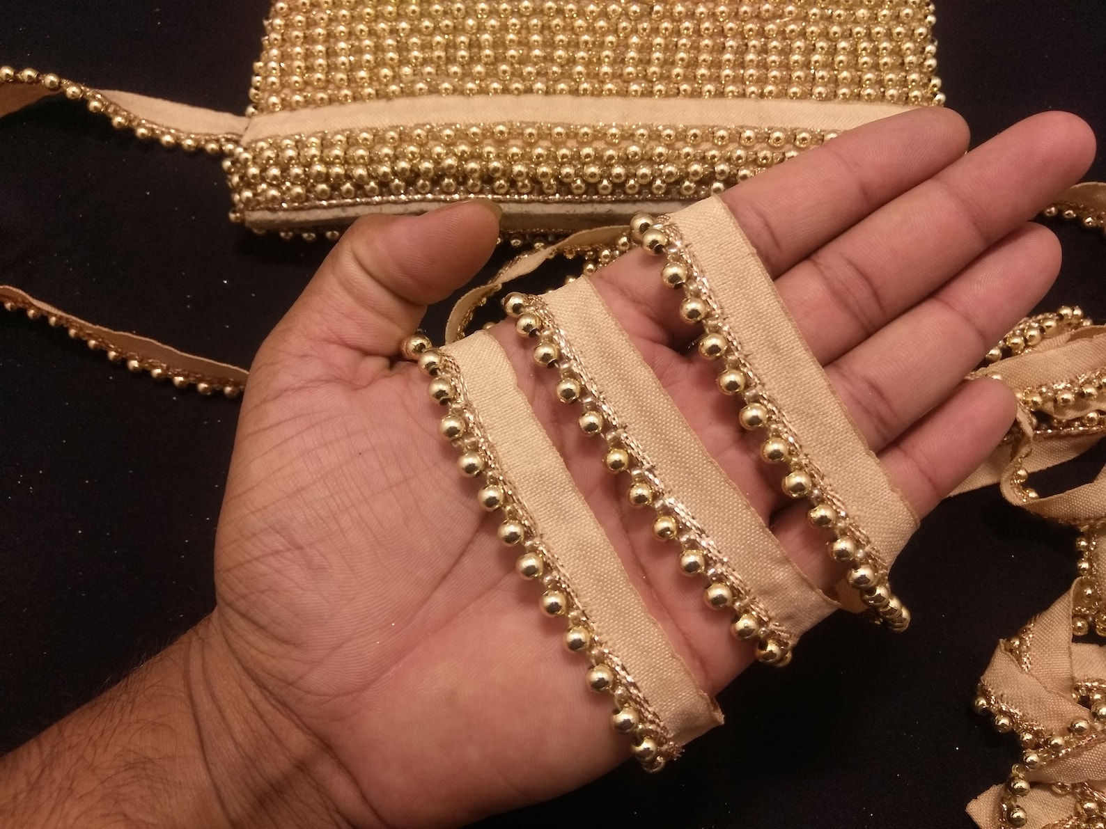 Gold Beaded Lace Indian Beaded Trim Trim Border Lace | Etsy