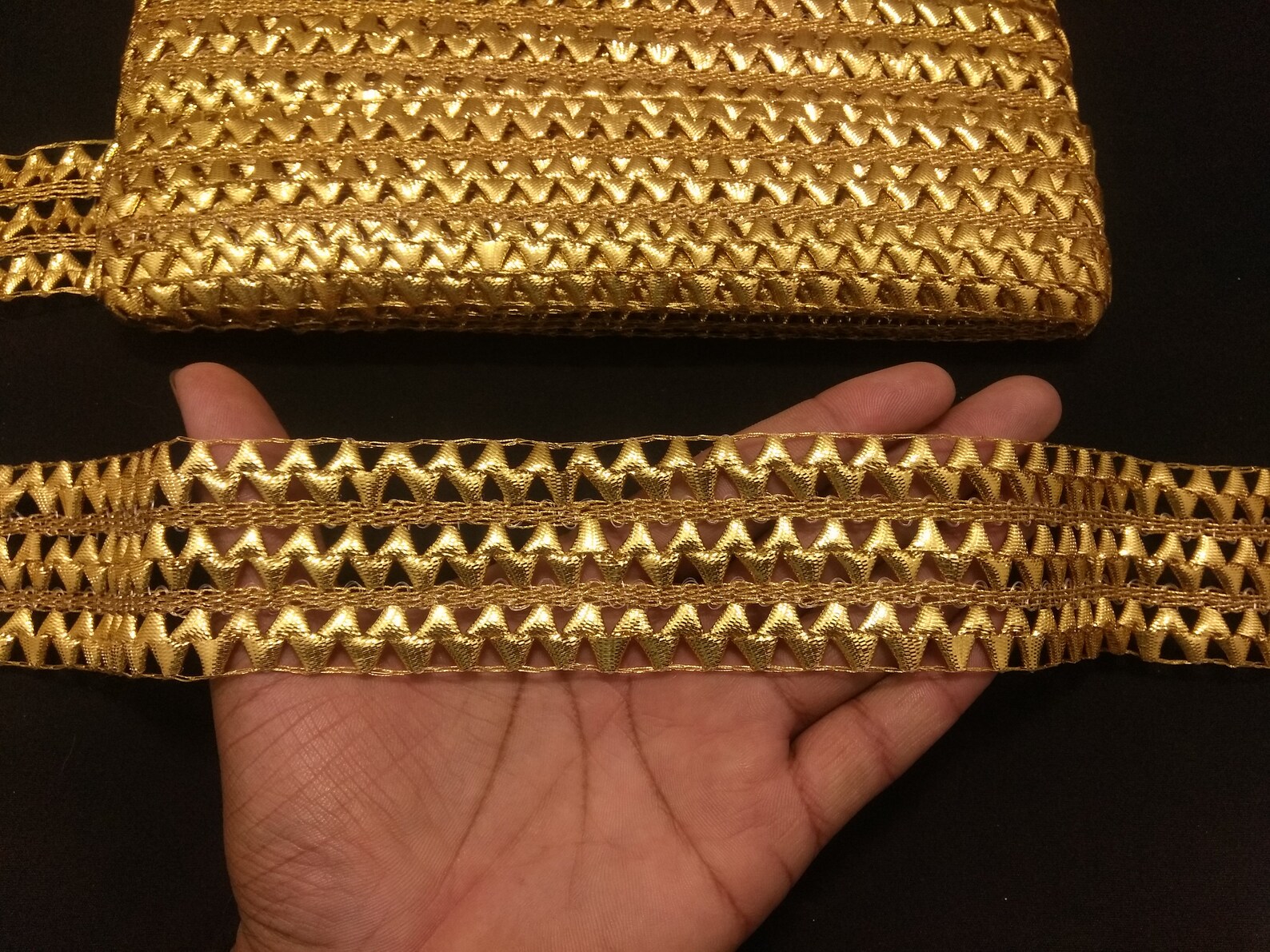 Indian Metallic Gold Net Woven Ribbon Lace Trim With | Etsy