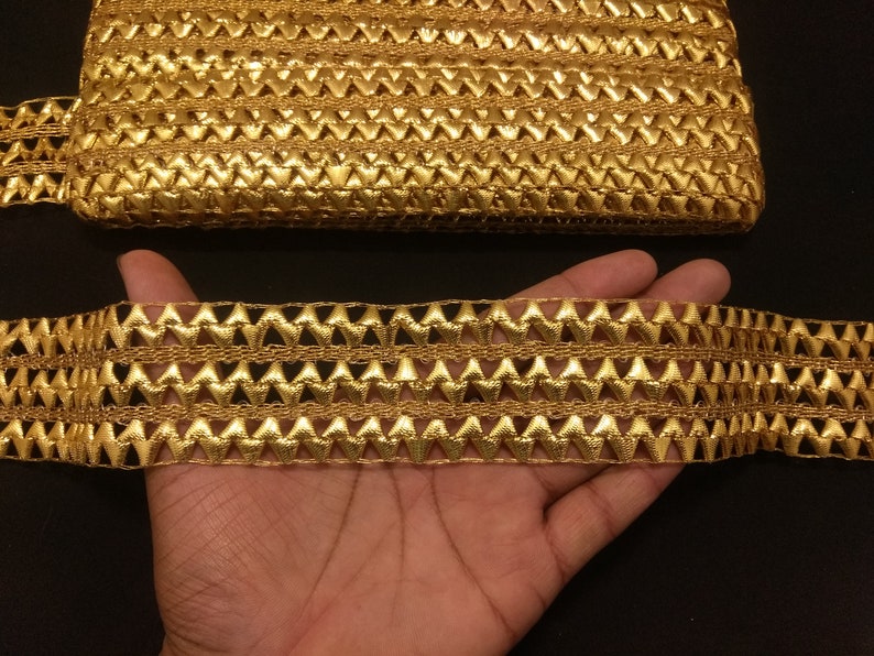 Indian Metallic Gold Net Woven Ribbon Lace Trim With | Etsy
