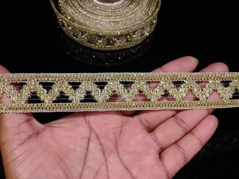 Metallic Gold Embroidered Lace Trim: Indian Woven Embellishment Border ...