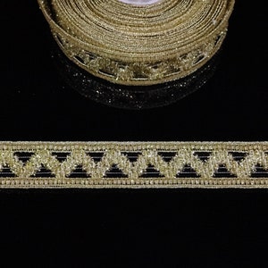 Metallic Gold Embroidered Lace Trim: Indian Woven Embellishment Border ...