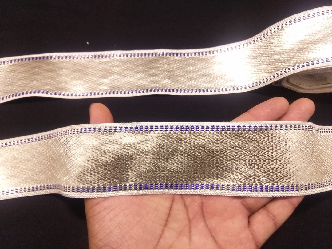 Indian Metallic Silver Plain Jacquard Ribbon Lace Trim With ...