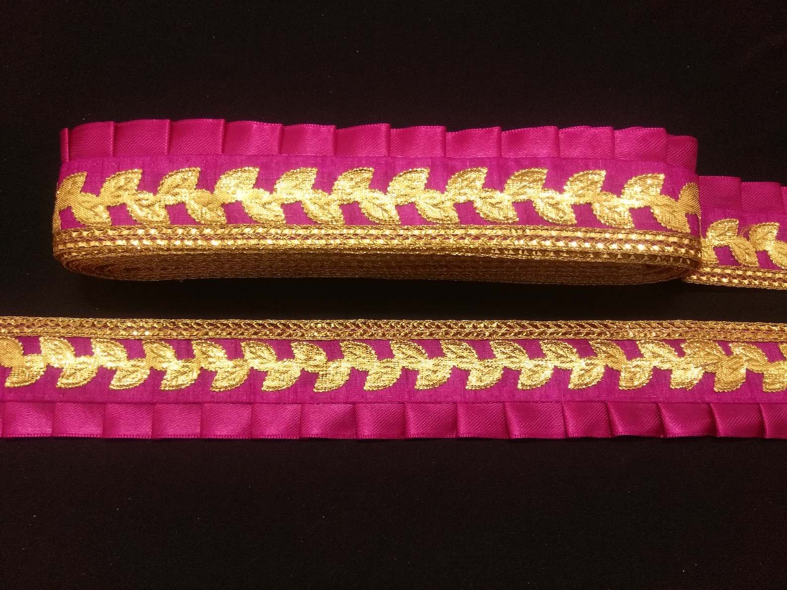Indian Purple Fabric Fringe Gold Floral Ribbon Lace Trim for - Etsy