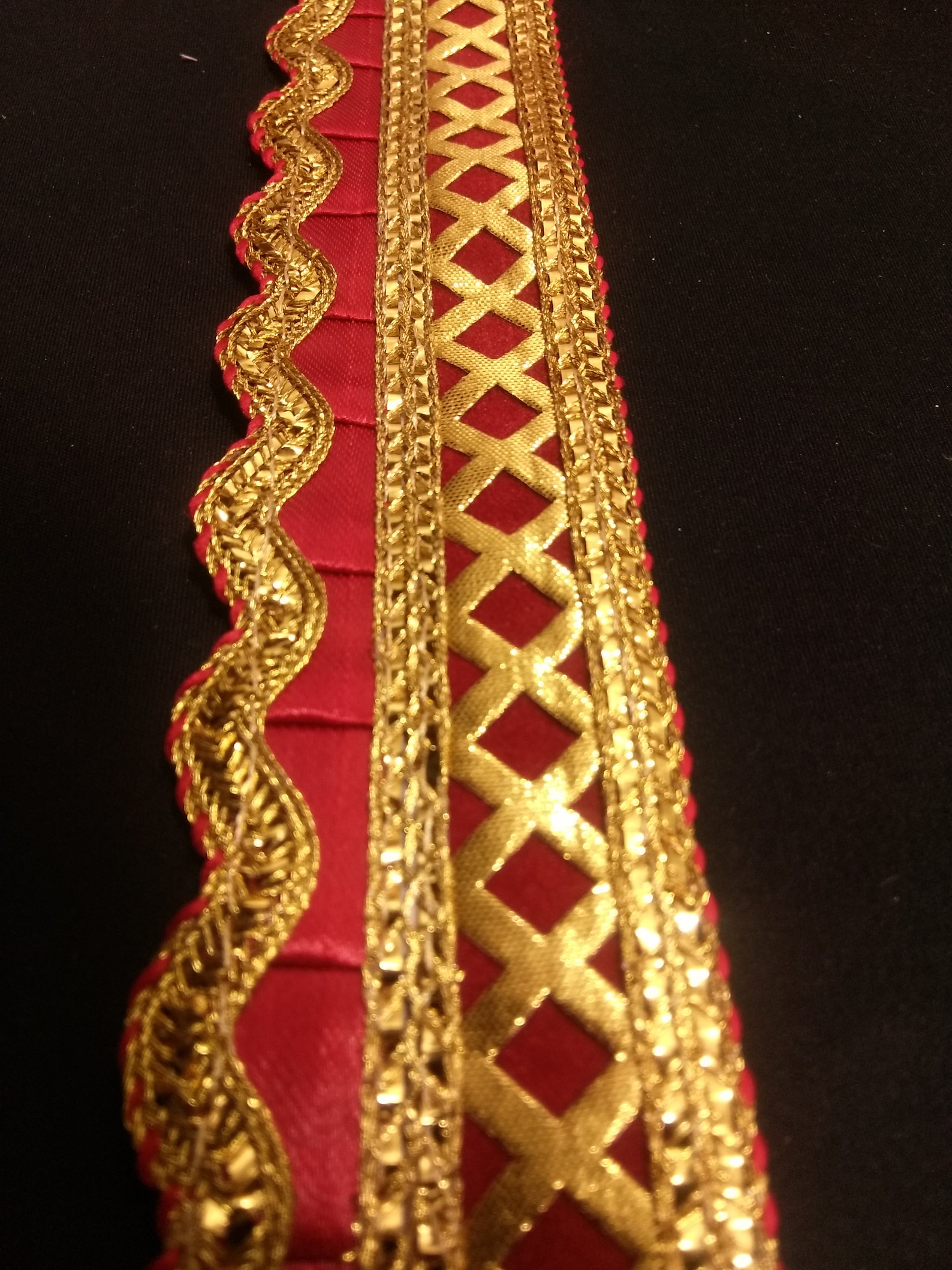 Indian Red and Gold Fabric Fringe Border Ribbon Lace Trim for - Etsy