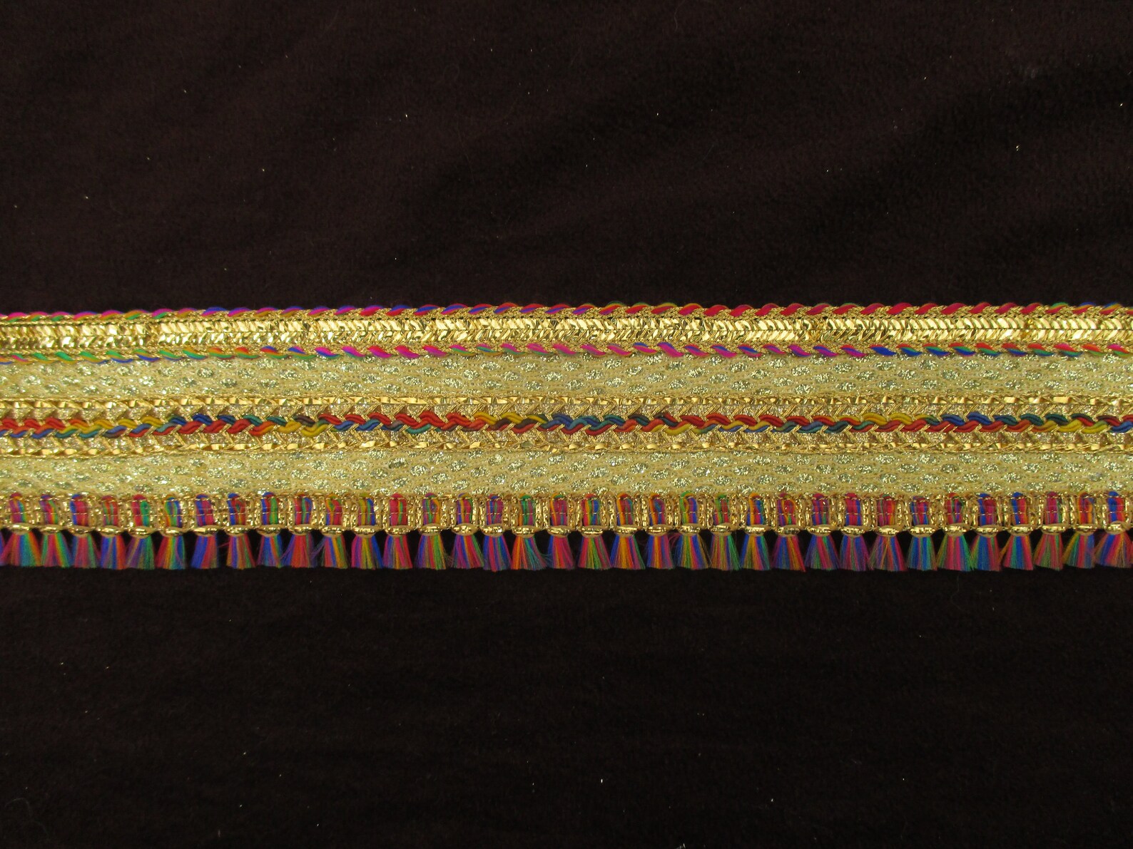 Indian Metallic Gold and With Multi Color Tassel Fringe Border | Etsy