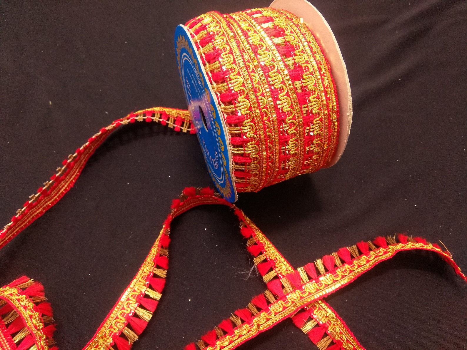 Indian Gold and Red Indian Hand Work Tassels Fringe Lace Trim - Etsy