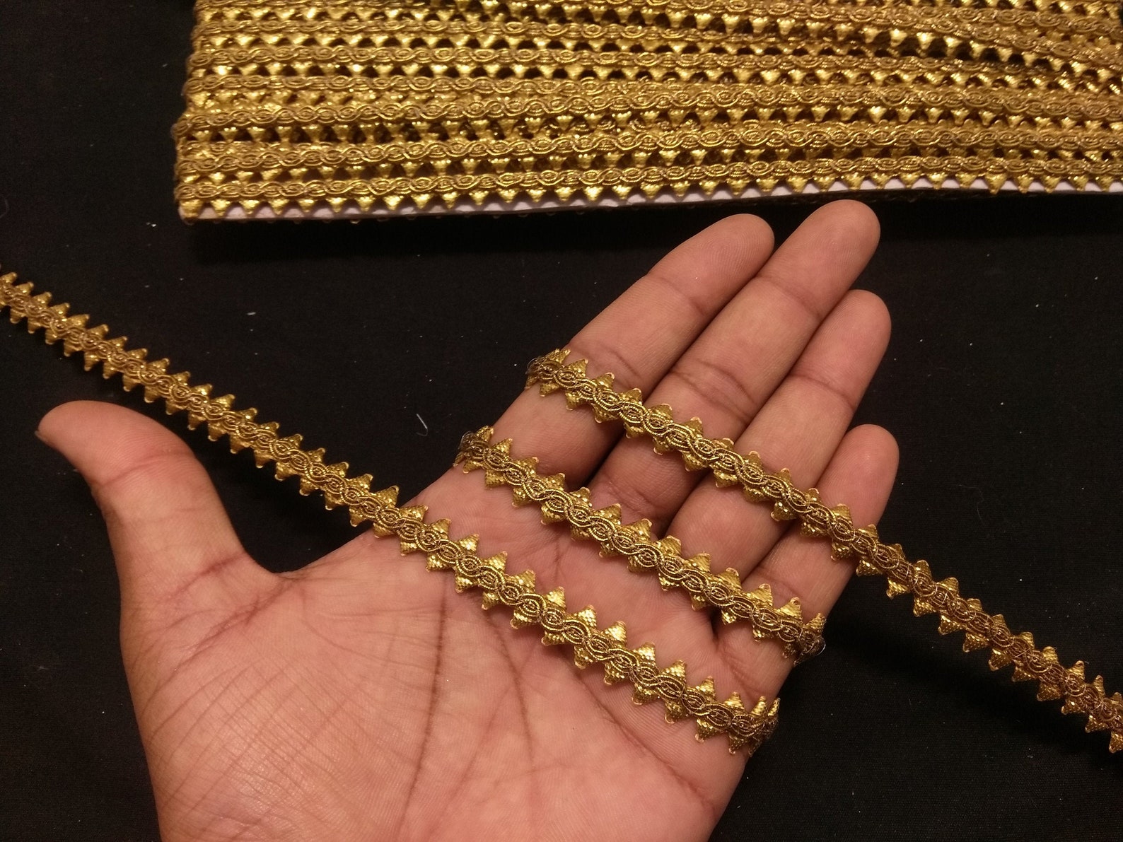 9 Yard Metallic Antique Gold Indian Hand Work Fringe Ribbon - Etsy