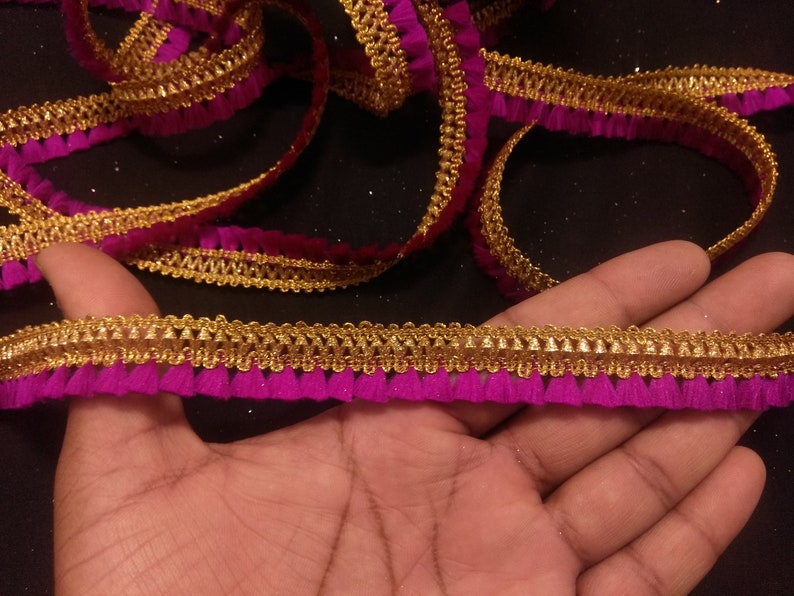 Indian Gold and Purple Indian Hand Work Tassels Fringe Lace - Etsy