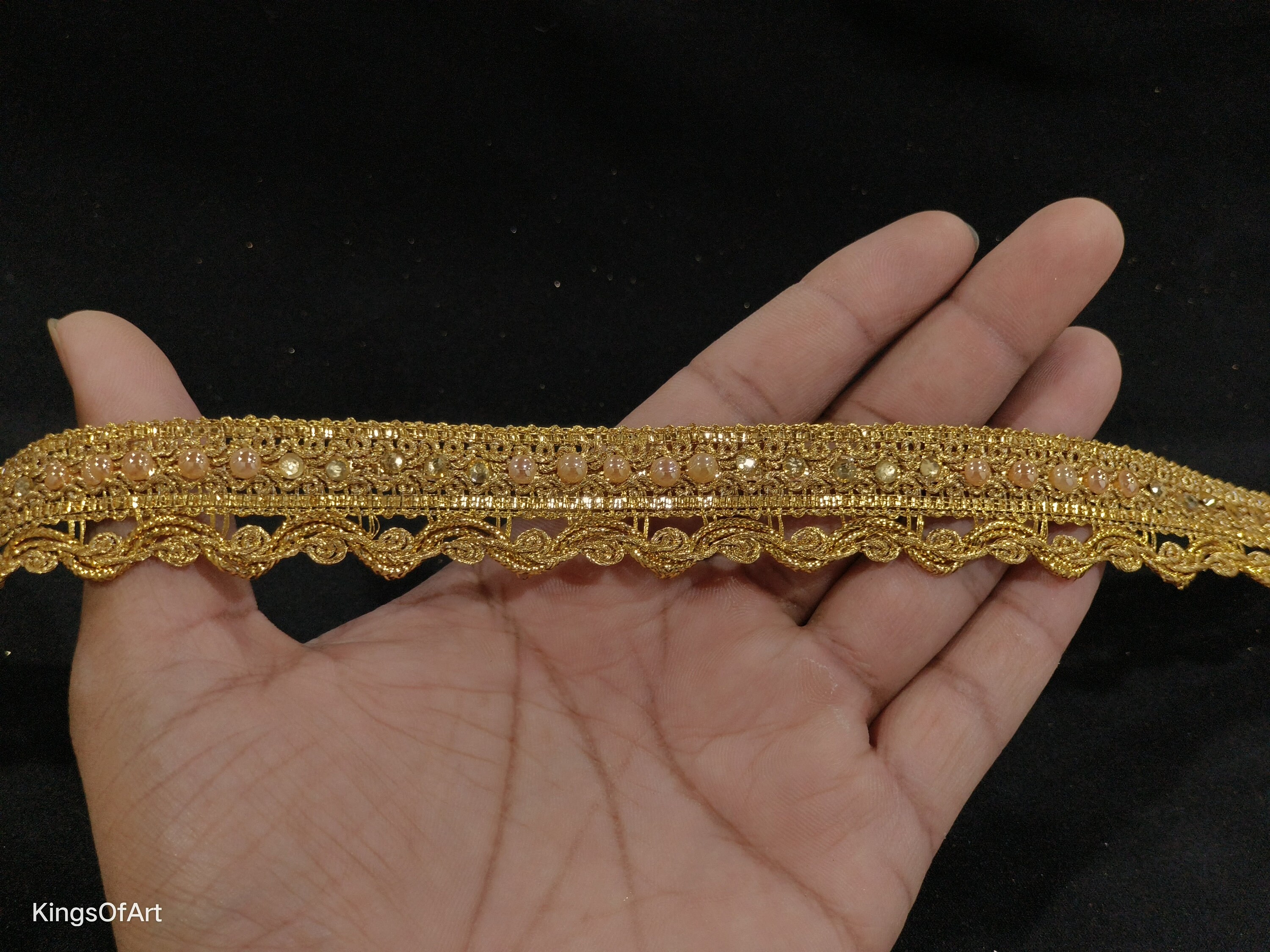 Indian Gold Beaded Floral Fringe Lace Trim for Decoration of - Etsy